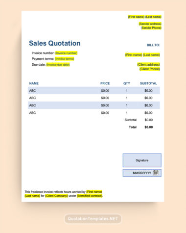 22+ Free Google Sheets Quote Templates