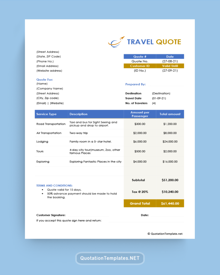 Travel Quote Template - GLD - 220919 – Quote Templates
