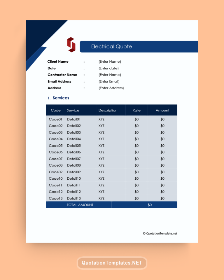 Free Customizable Electrical Quote Templates